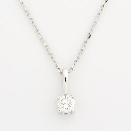 White Gold Single Stone Claw Setting Diamond Pendant
